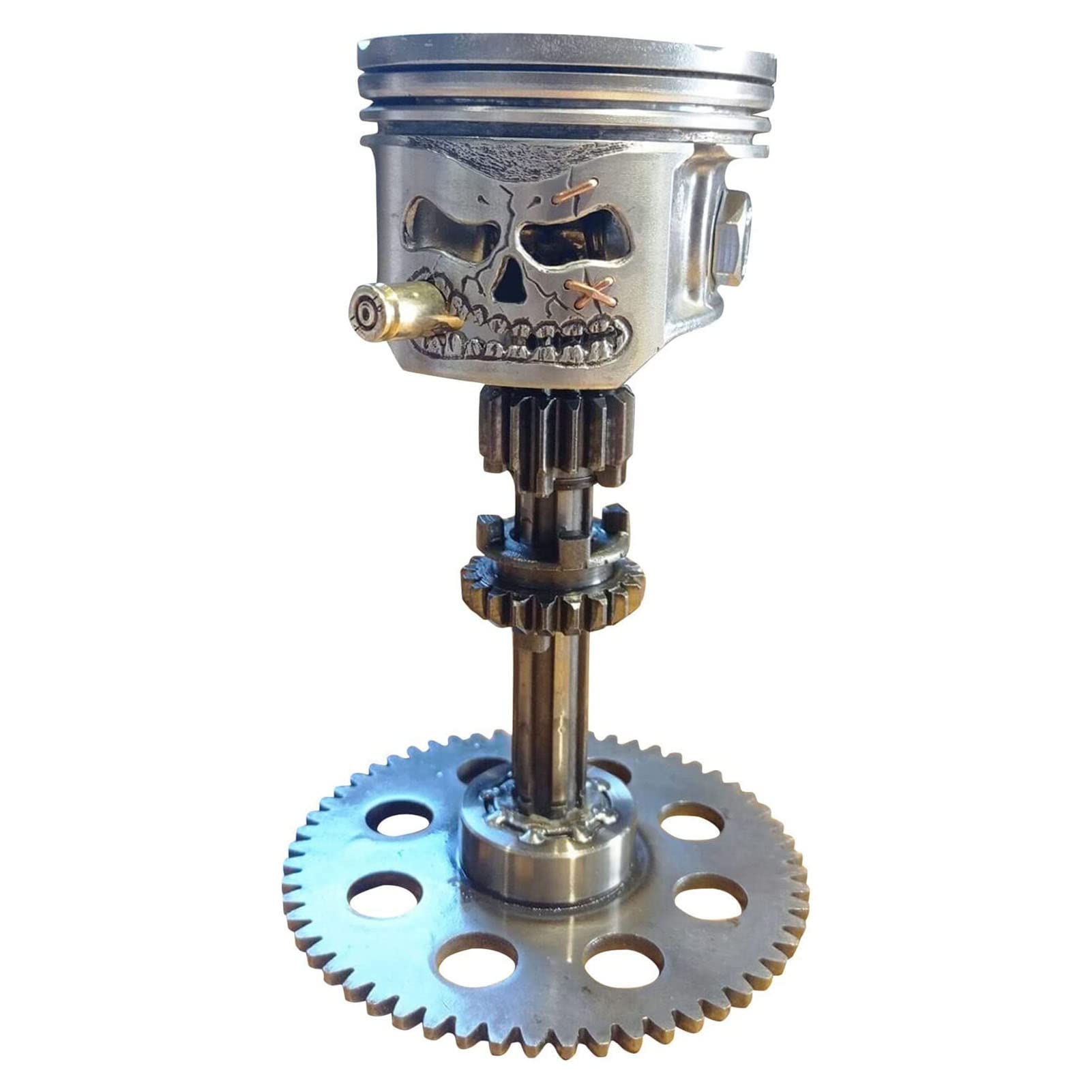 Amazon.com: Piston Skull Face Sculpture, Carving Piston Skull Face ...