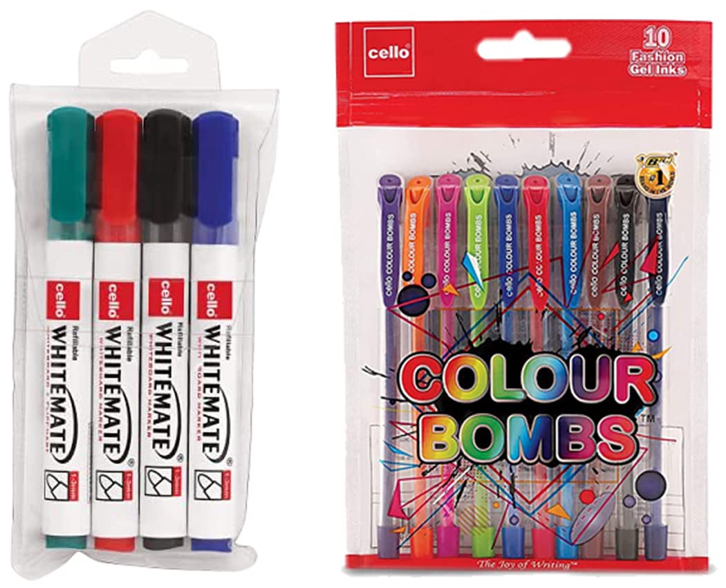 Cello Whitemate Whiteboard Marker Set - Pack of 4 (Multicolour) Colour ...