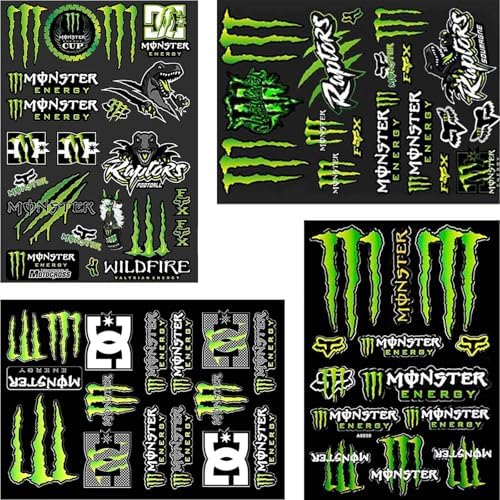 4Pack Monster Energy Stickers for Helmet, Car, Motocross, Motorbike ...