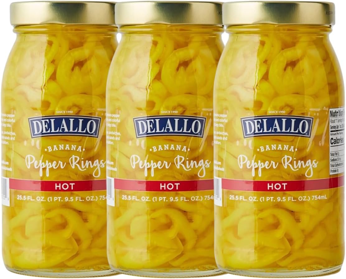 Amazon.com : DeLallo Hot Banana Pepper Rings, 25.5 Ounce Jar 3 Pack ...