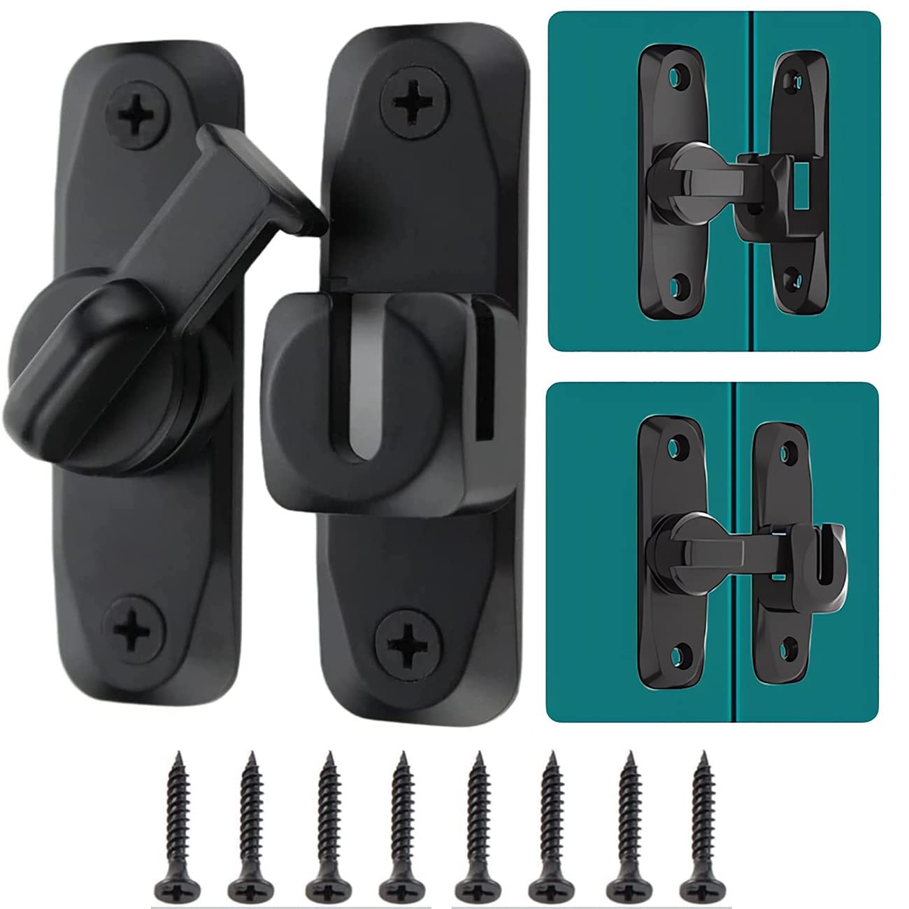 yoocada 2 Pack Barn Sliding Door Lock, 90° and 180° Installation Heavy ...