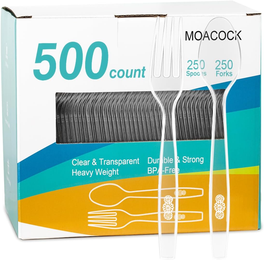 Amazon.com: Dealusy 360 Count Extra Heavy Duty Clear Plastic Forks and ...