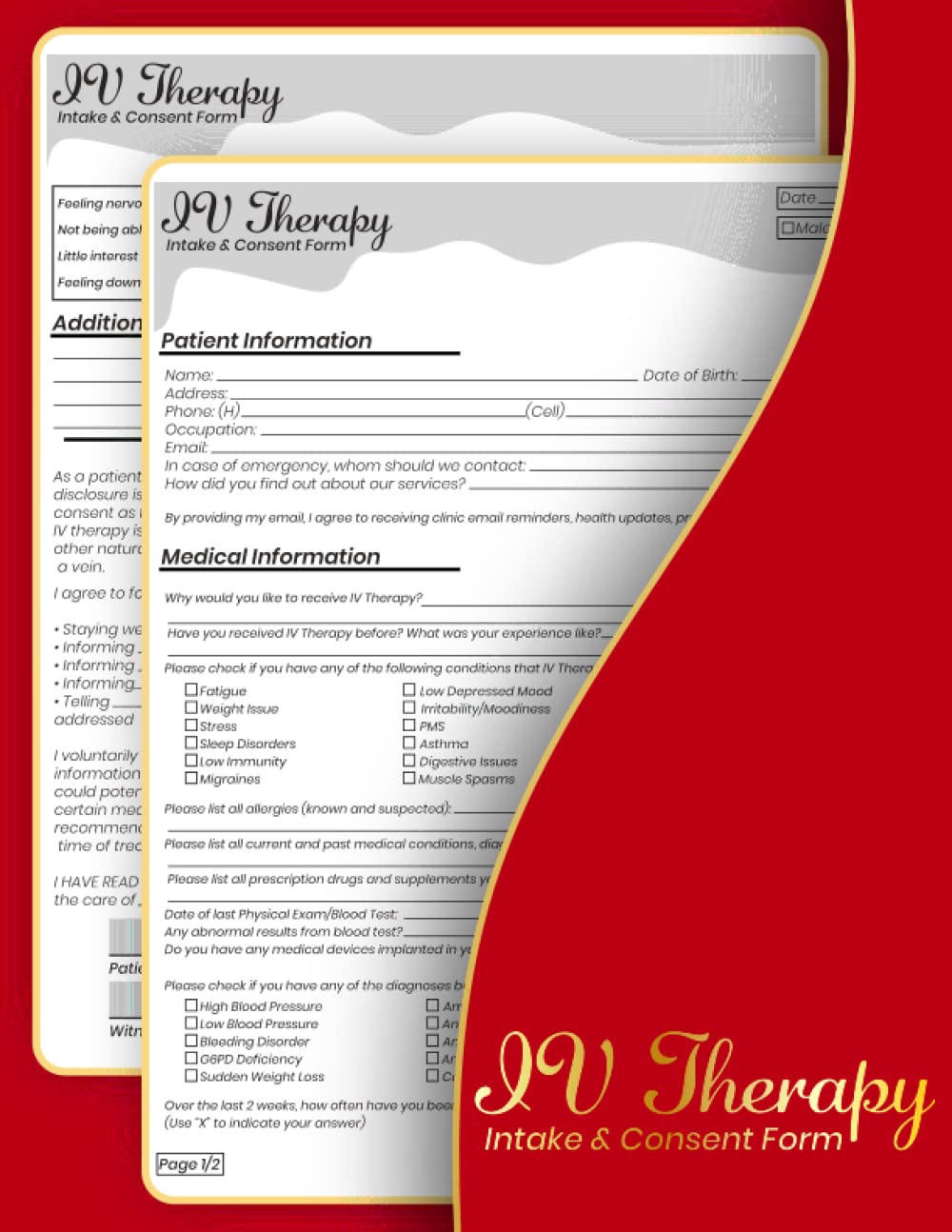 IV Therapy Intake & Consent Form Book: IV Therapy Consultation Form, 50 ...