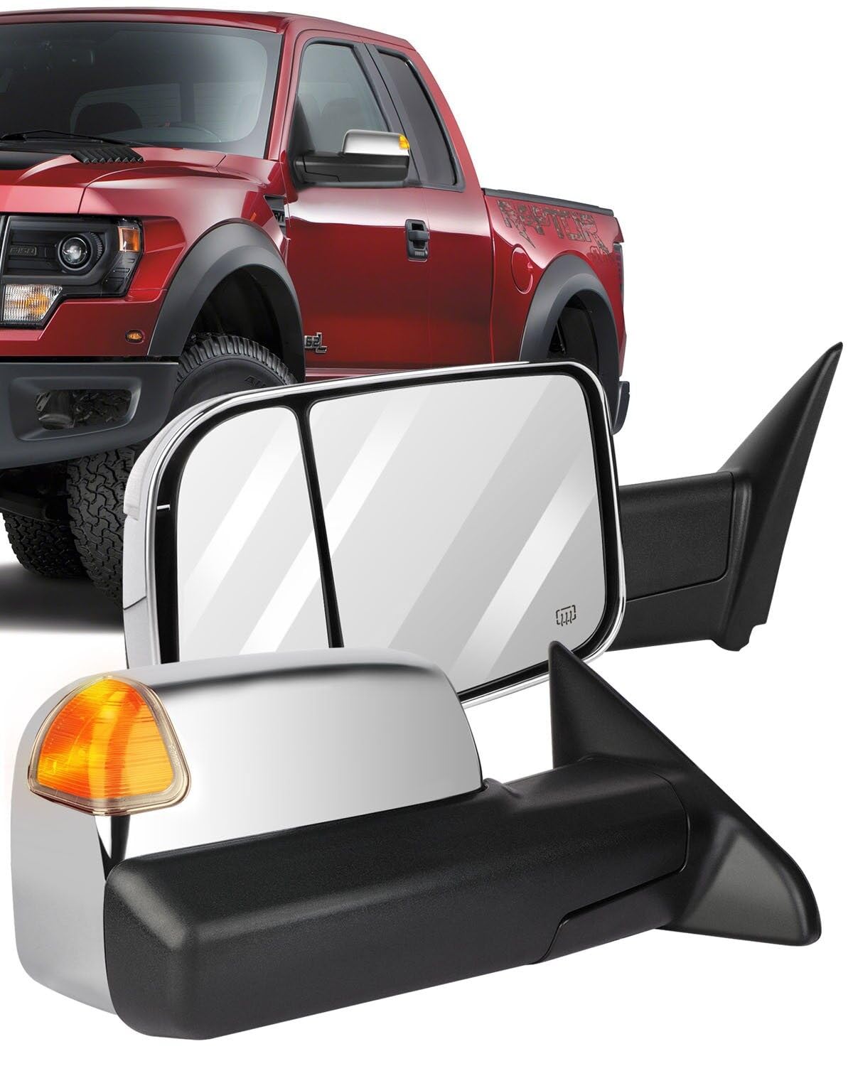 Amazon.com: ECCPP Towing Mirrors, High Performance Chrome A Pair of ...