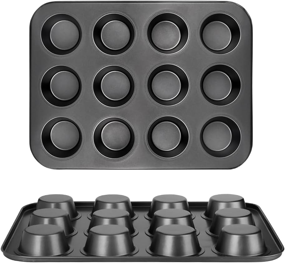 Amazon.com: Cyimi Muffin Pan, 12 Cup Cupcake Baking Pan Set of 2 ...