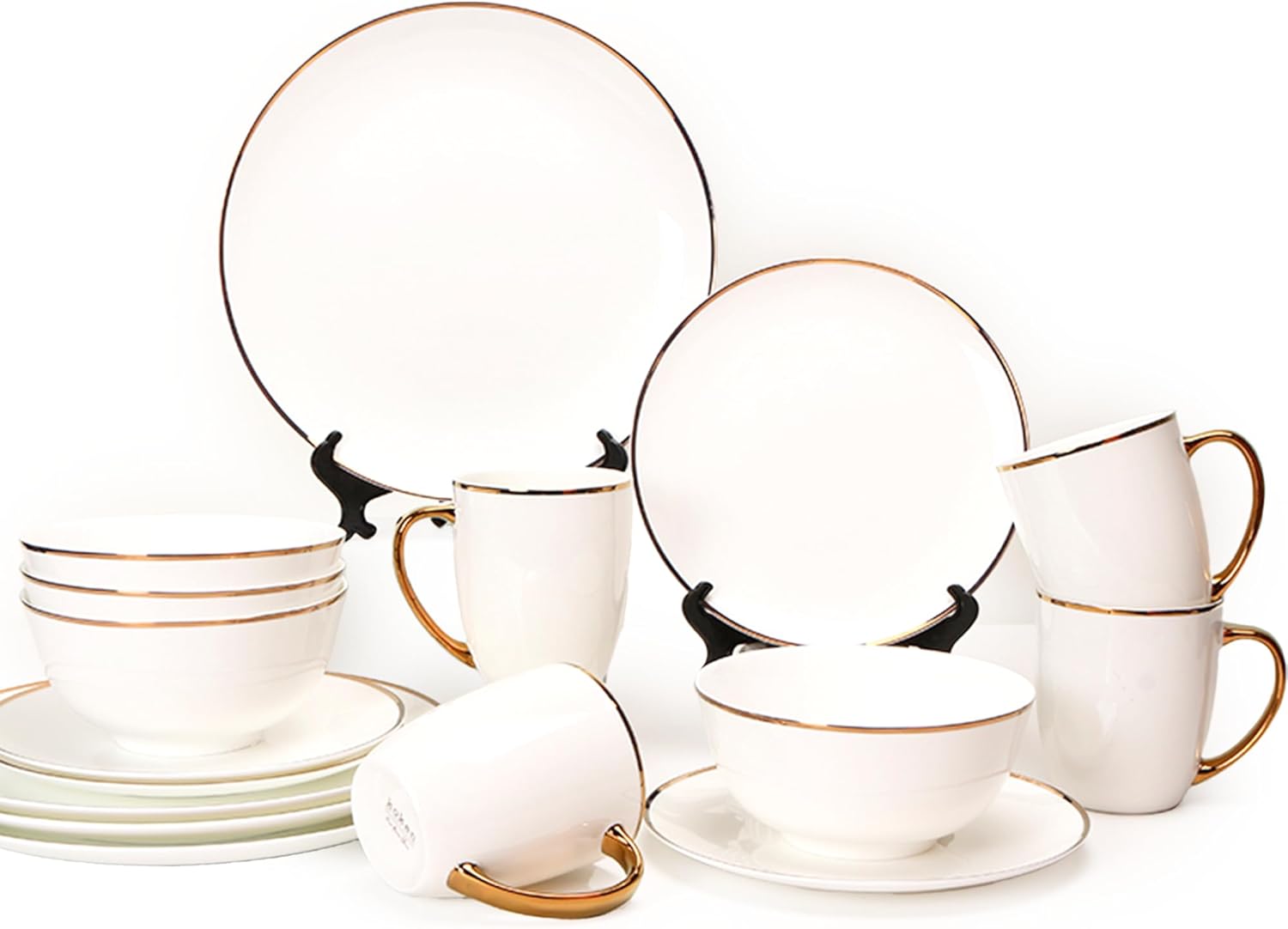 Amazon.com | Bone China Dinnerware Set for 4, 16 Pc Round Dinner Set ...