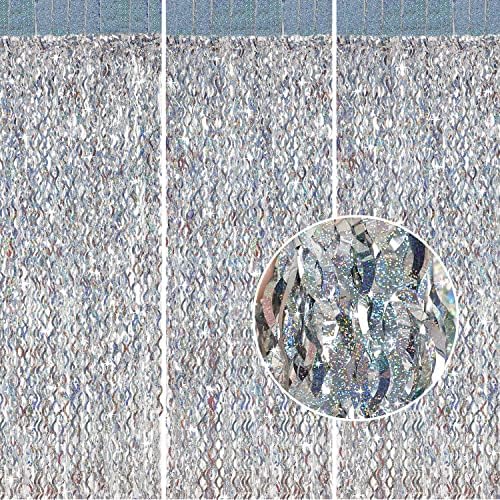 Amazon.com: Jerify 30 Pcs Silver Foil Fringe Curtains 3.28 x 8.2 ft ...