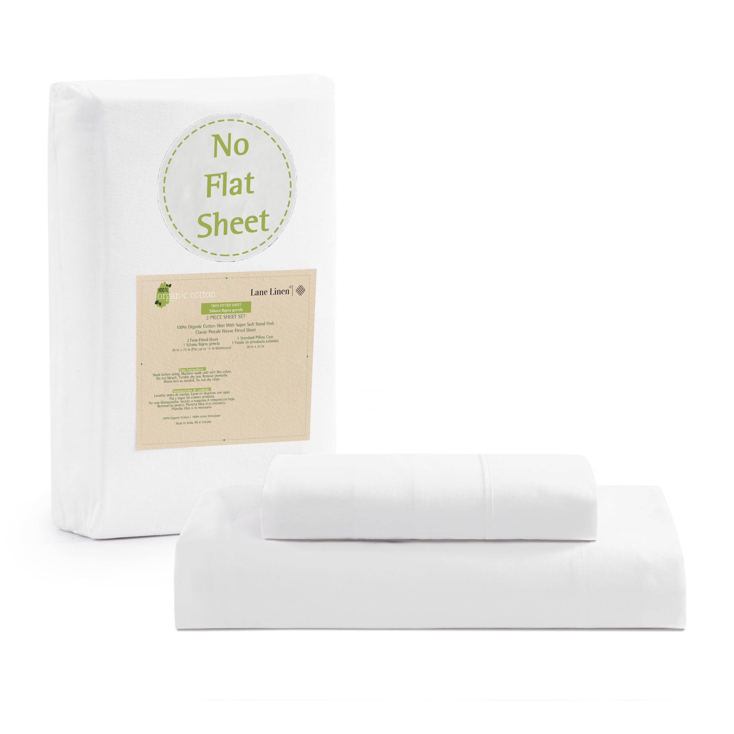 Amazon.com: LANE LINEN Twin Fitted Sheets, 100% Organic Cotton 2-Piece ...