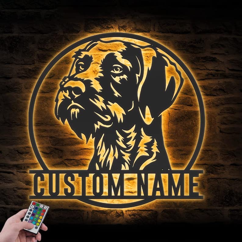 Amazon.com: Personalized Metal Sign, Custom Peeking German Wirehaired ...