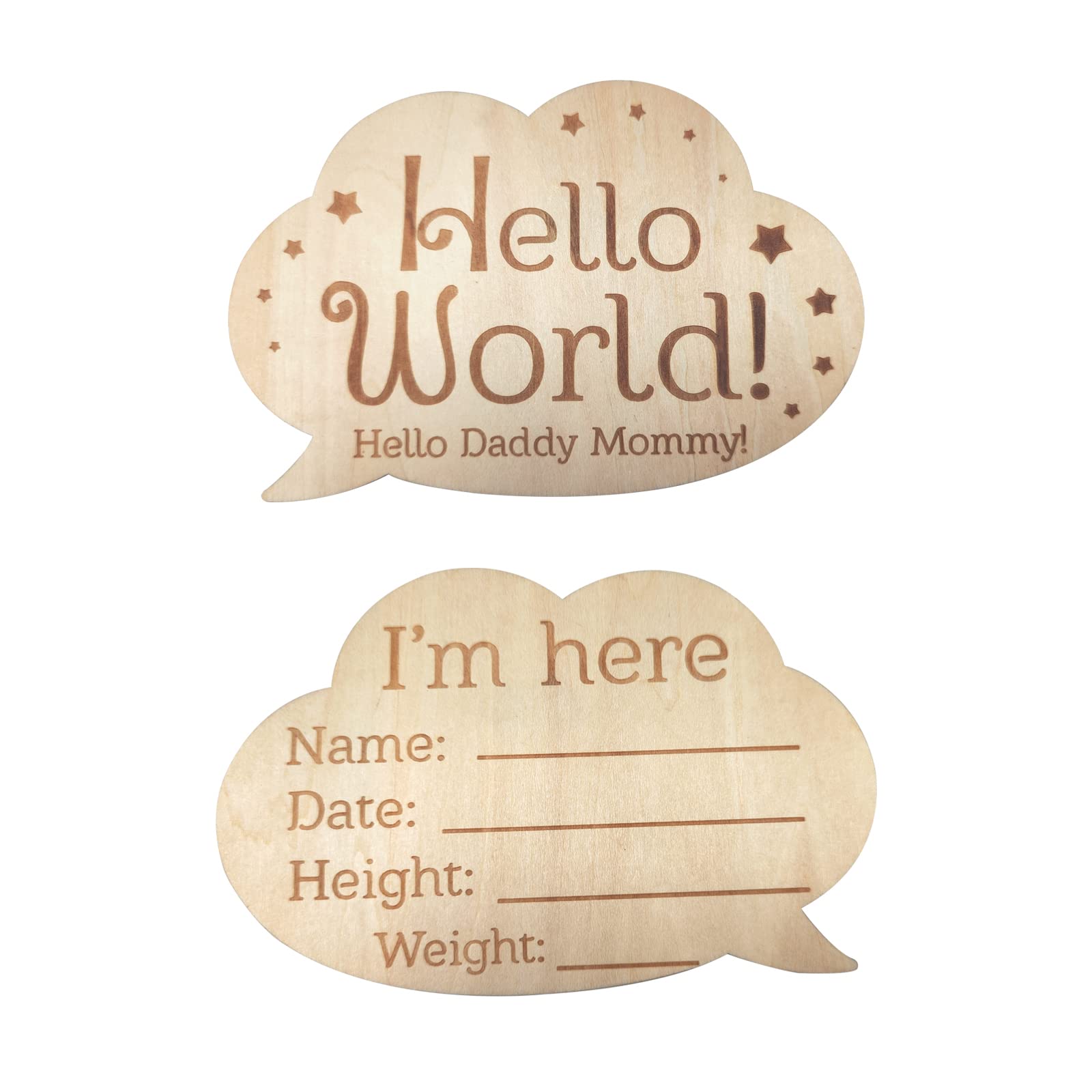 Newborn Announcement Sign Double Sided Cloud Shape Wooden Baby ...