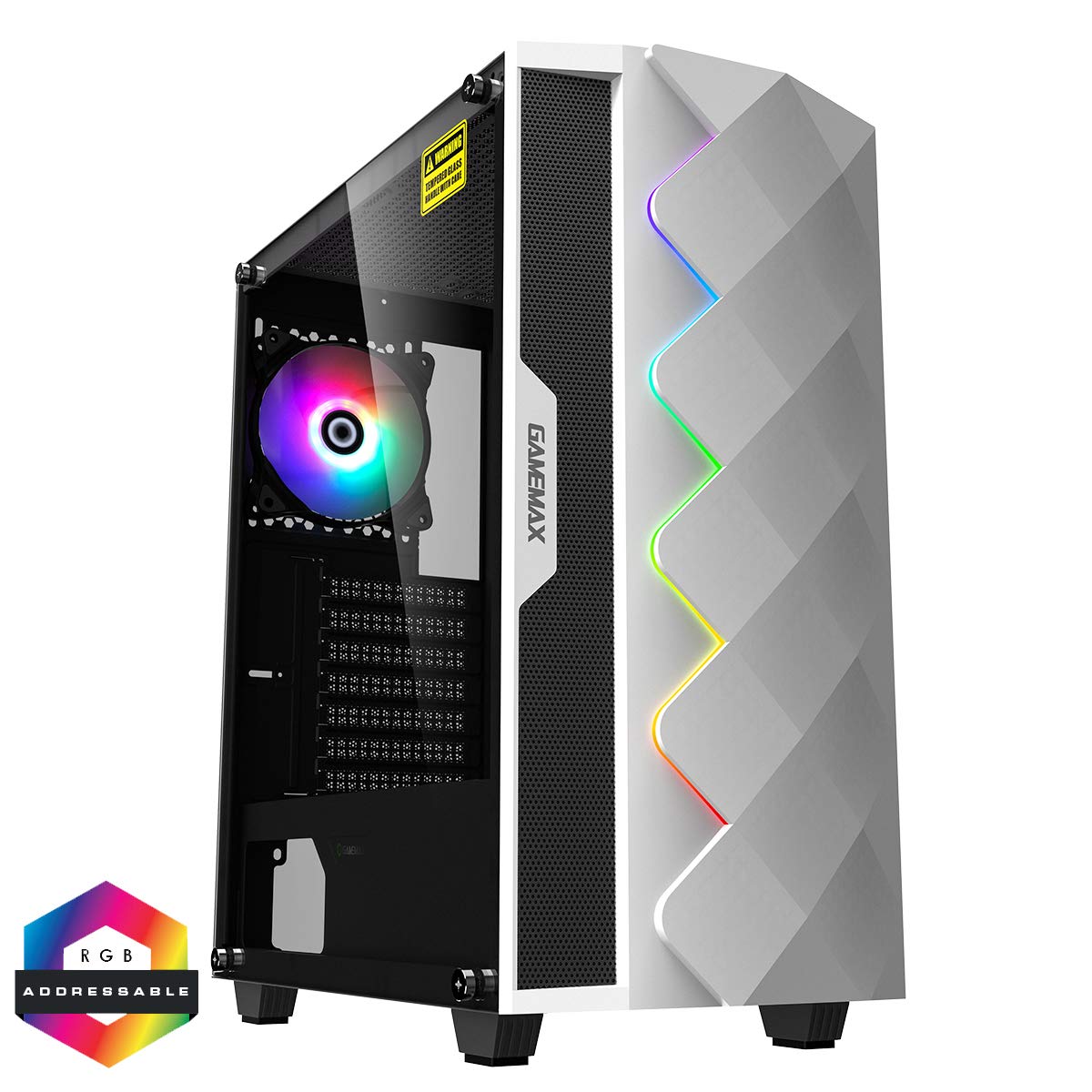 Buy GameMax White Diamond ARGB Mid-Tower PC Gaming Case, ATX, 3 Pin ...