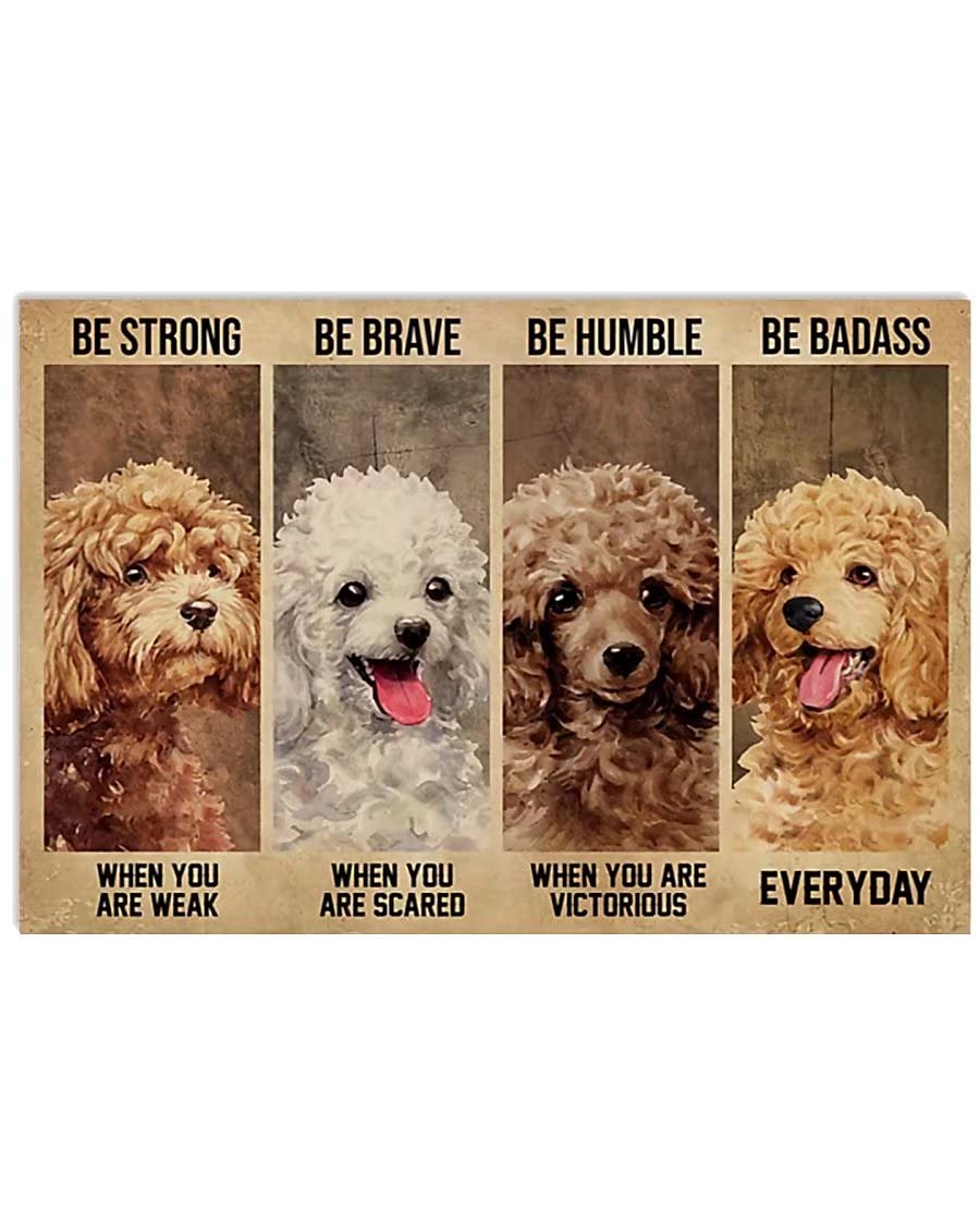 Amazon.com: Pzecaru Cute Poodle Metal Sign Be Strong Be Brave Be Humble ...