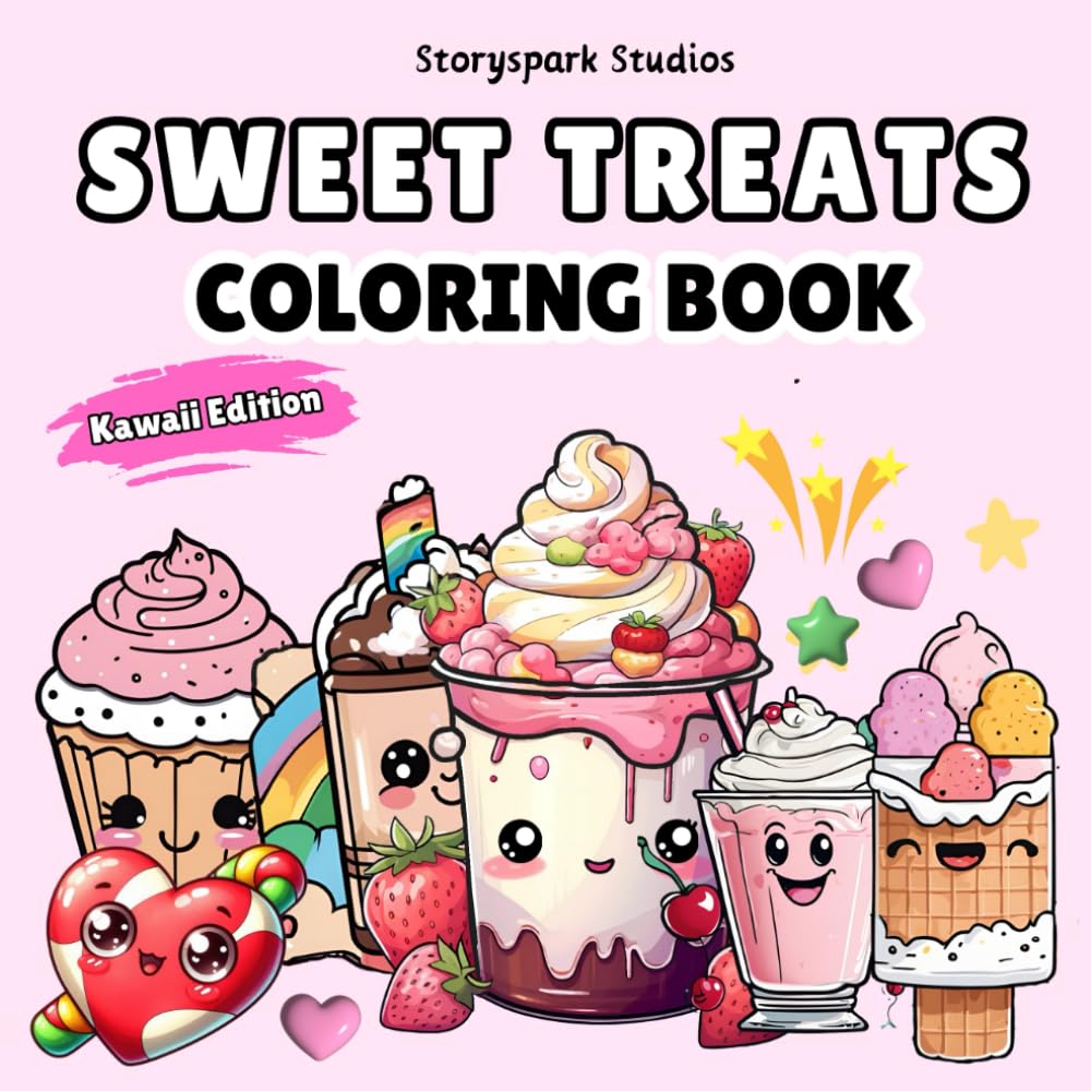 Amazon.com: Sweet Treats Coloring Book: Kawaii Desserts to Color, Cute ...