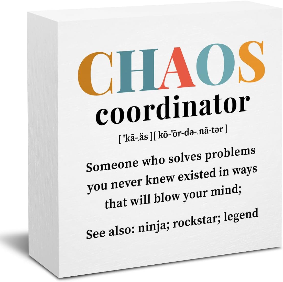 Amazon.com: Chaos Coordinator Gifts Office Decor Wooden Box Sign ...