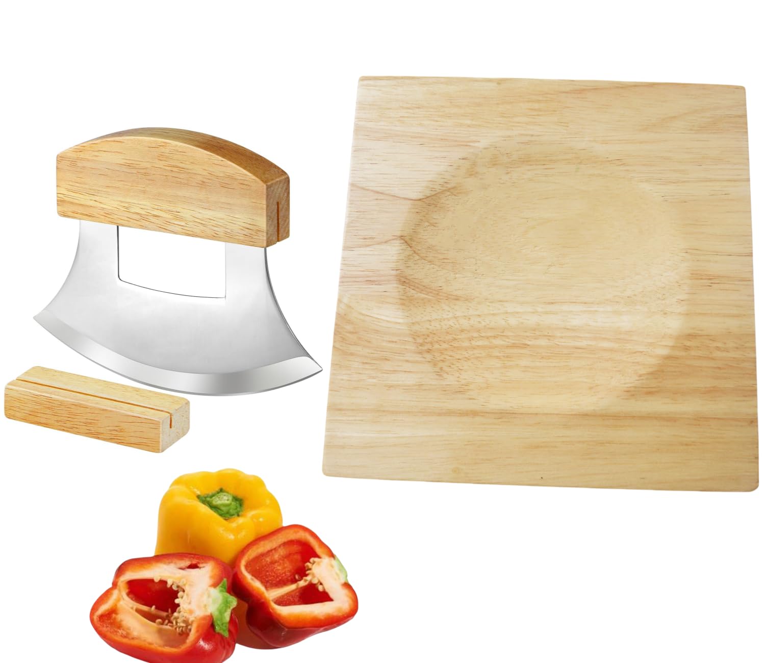 Amazon.com: TLIOCAS Alaska Ulu Knife Mezzaluna Cutter n Chopping Bowl ...