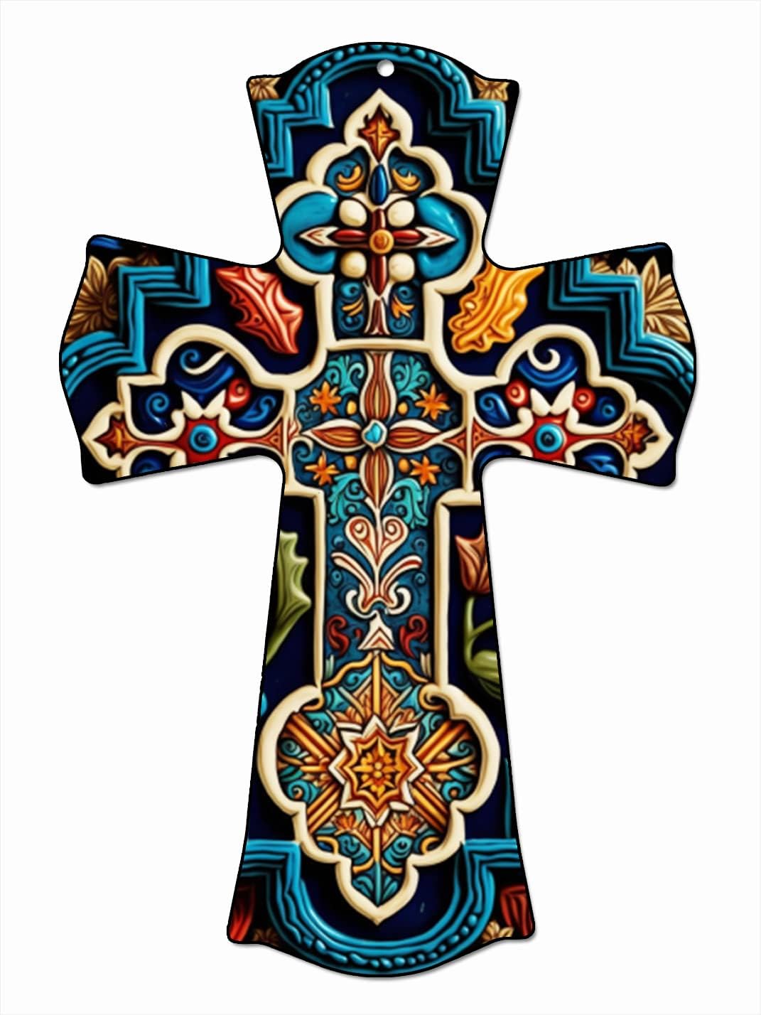 Amazon.com: CALUOHO Rustic Wall Cross Hand Painted Talavera Large ...