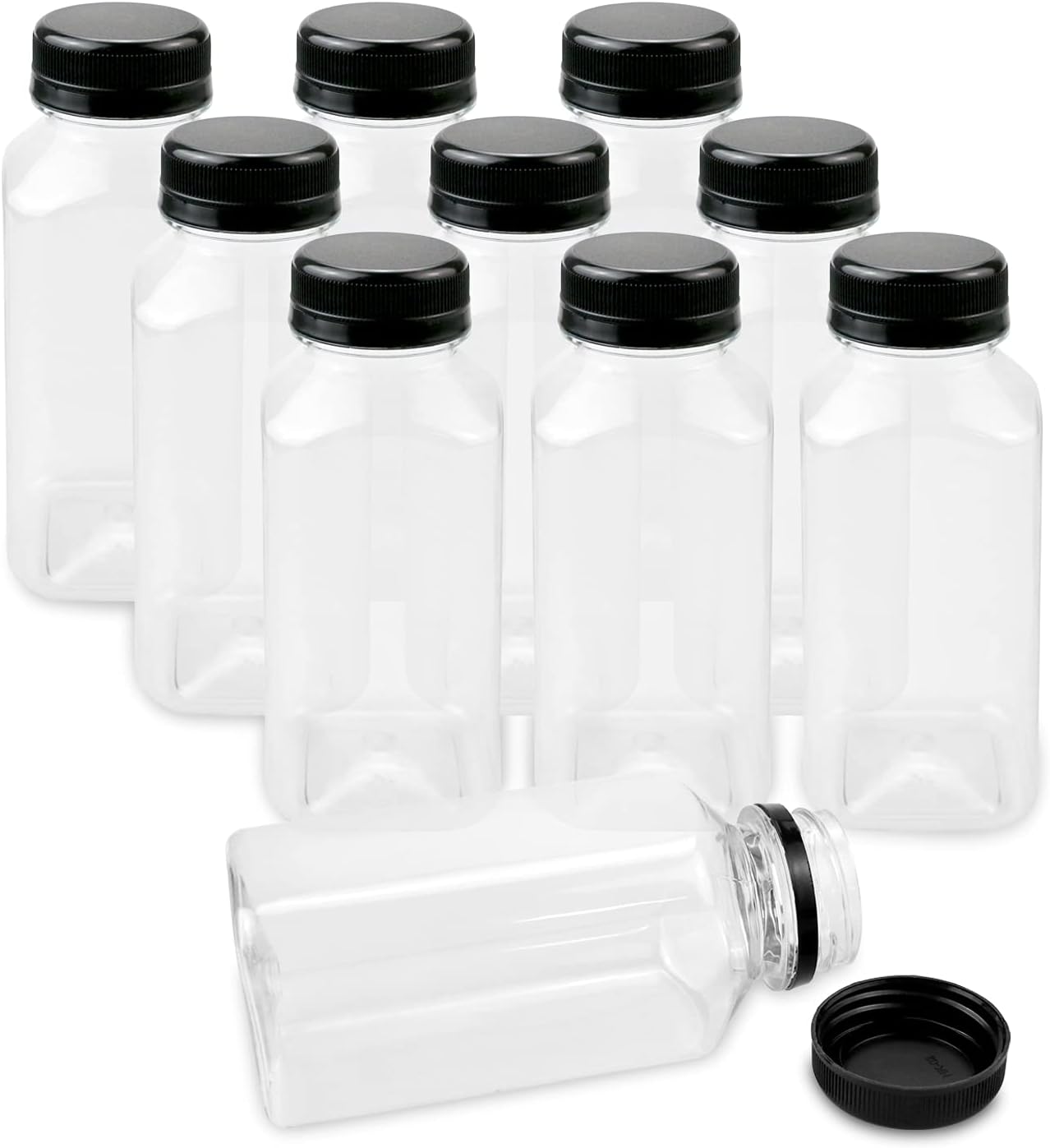 Amazon.com: 13.5 OZ (400 ml) Clear PET Plastic Juice Bottles with Black ...