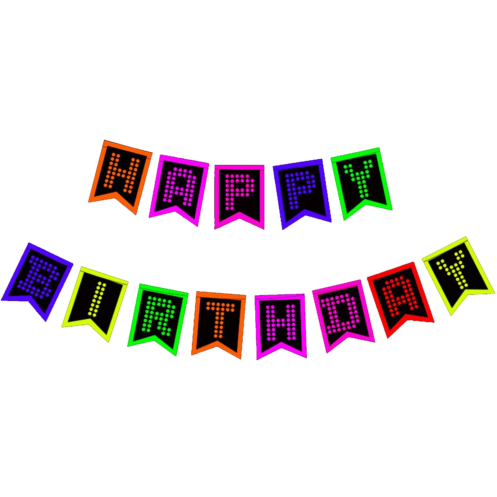 Buy Rainbow Glow Happy Birthday Banner,Black Light Neon Party Banner ...