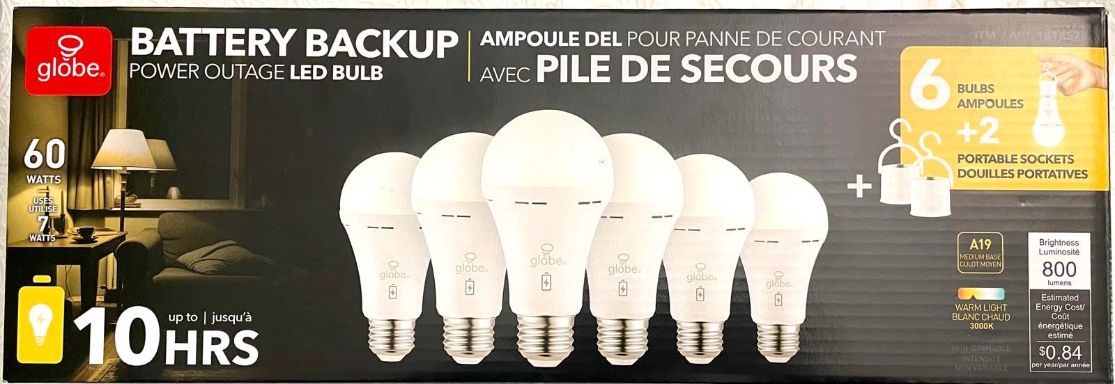 Globe Battery Backup LED Bulb - 6 Pack : Amazon.ca: Tools & Home ...