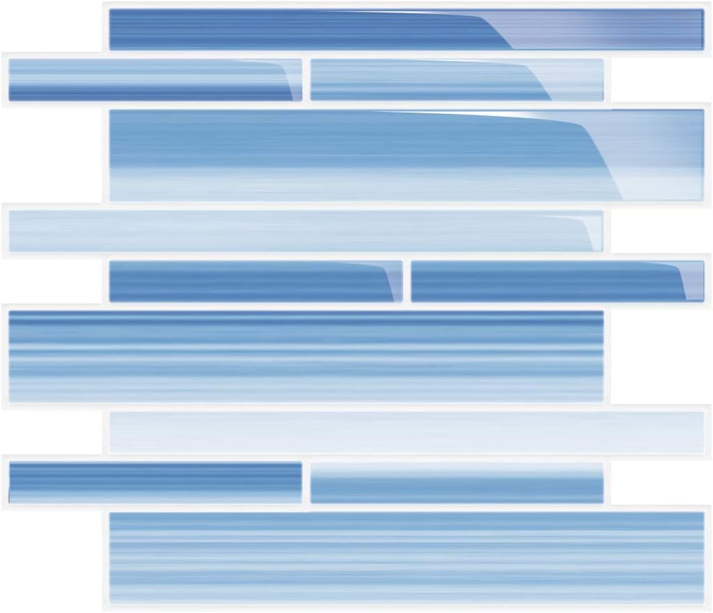 Hand Painted Series - Haven Blue - Staggered Linear Glass Tile. Perfect ...