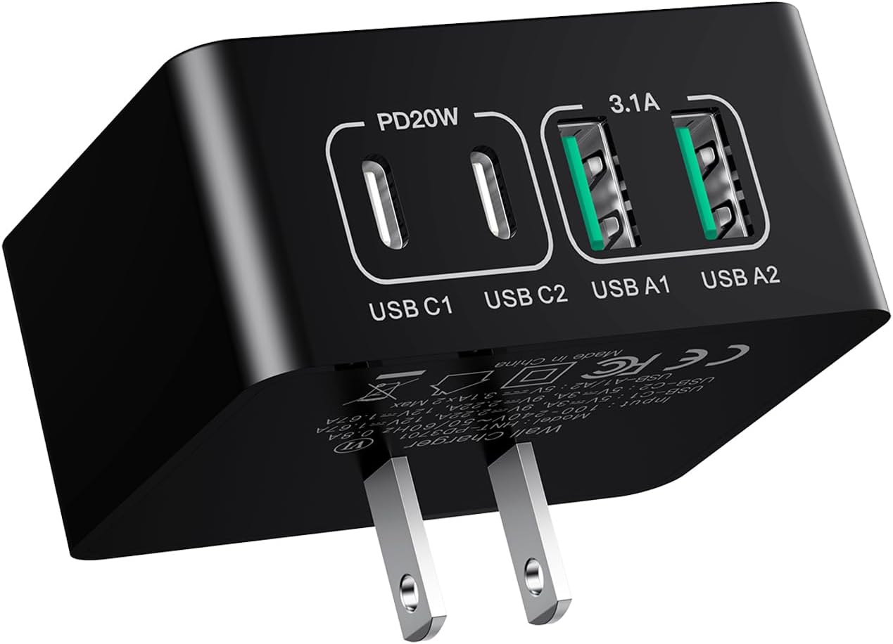 Amazon.com: Besgoods USB C Charger Block, 40W 4-Port Fast Charging Wall ...