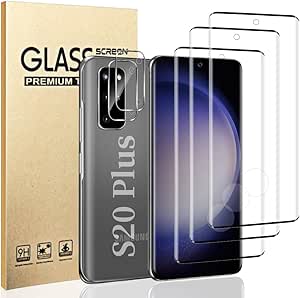 Amazon.com: OuYteu 3+2 Pack Galaxy S20 Plus 5G Screen Protector, Tempered Glass Screen Protector ...