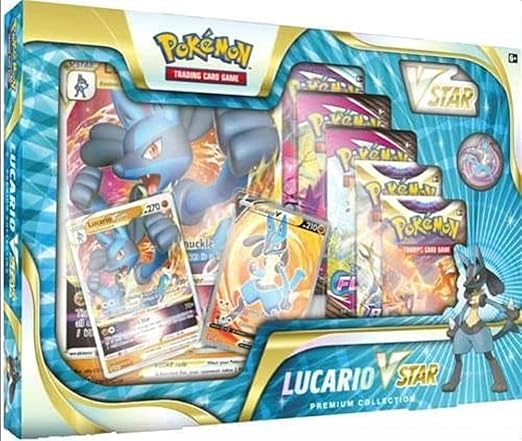 Amazon.com: Pokemon Lucario Vstar Premium Collection Box - 6 Booster ...
