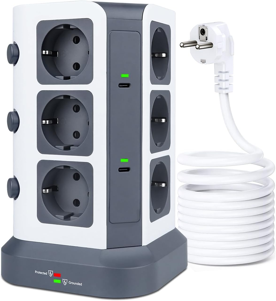 [15W USB C] KOOSLA Regleta Enchufes Proteccion sobretension 1500J ...