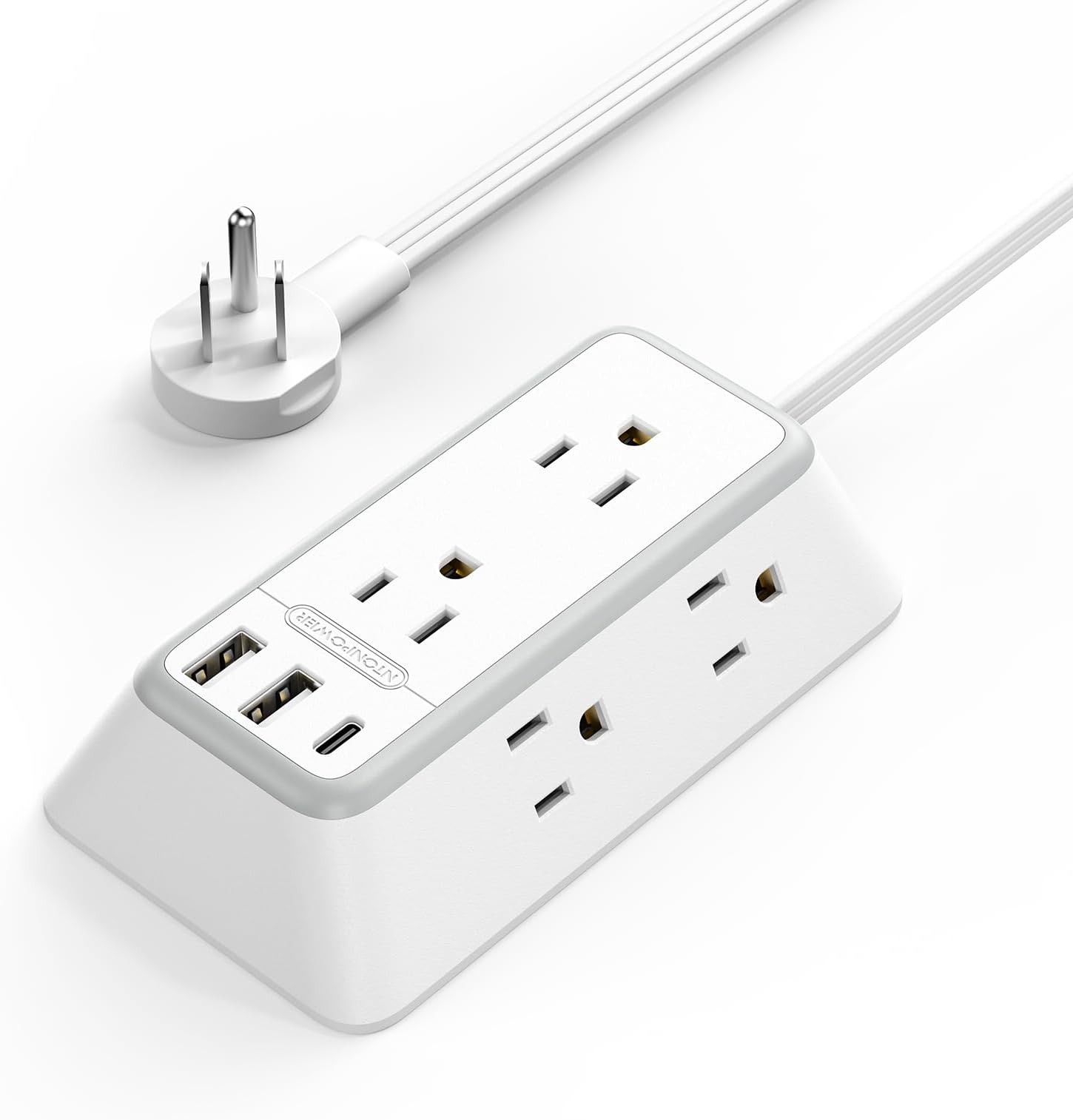 Amazon.com: NTONPOWER 10 Feet Indoor Extension Cord Flat Plug 3 Prong ...