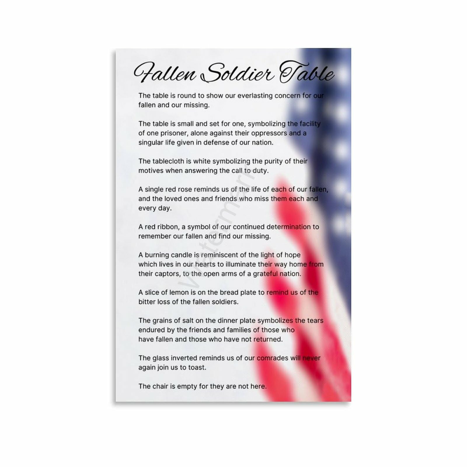 Fallen Soldier Table Contents Pictures: Fallen Soldier Tables At