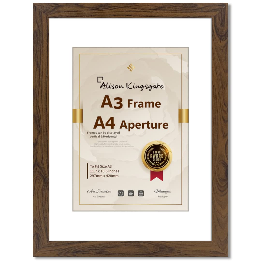 Alison Kingsgate Walnut A3 Frame With Mount For A4 Print With Perspex ...