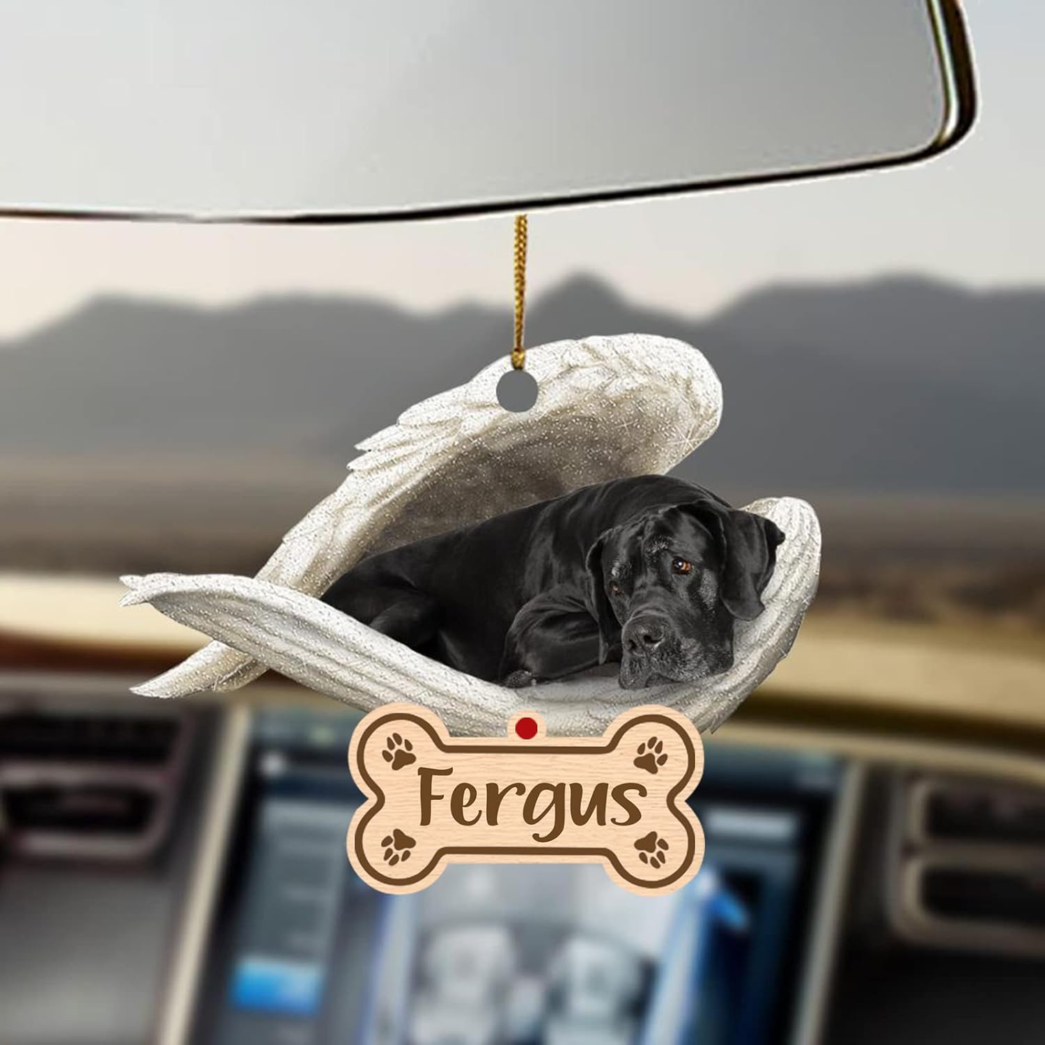 Amazon.com: Black Great dane Sleeping Angel Ornament Cus - Car Ornament ...