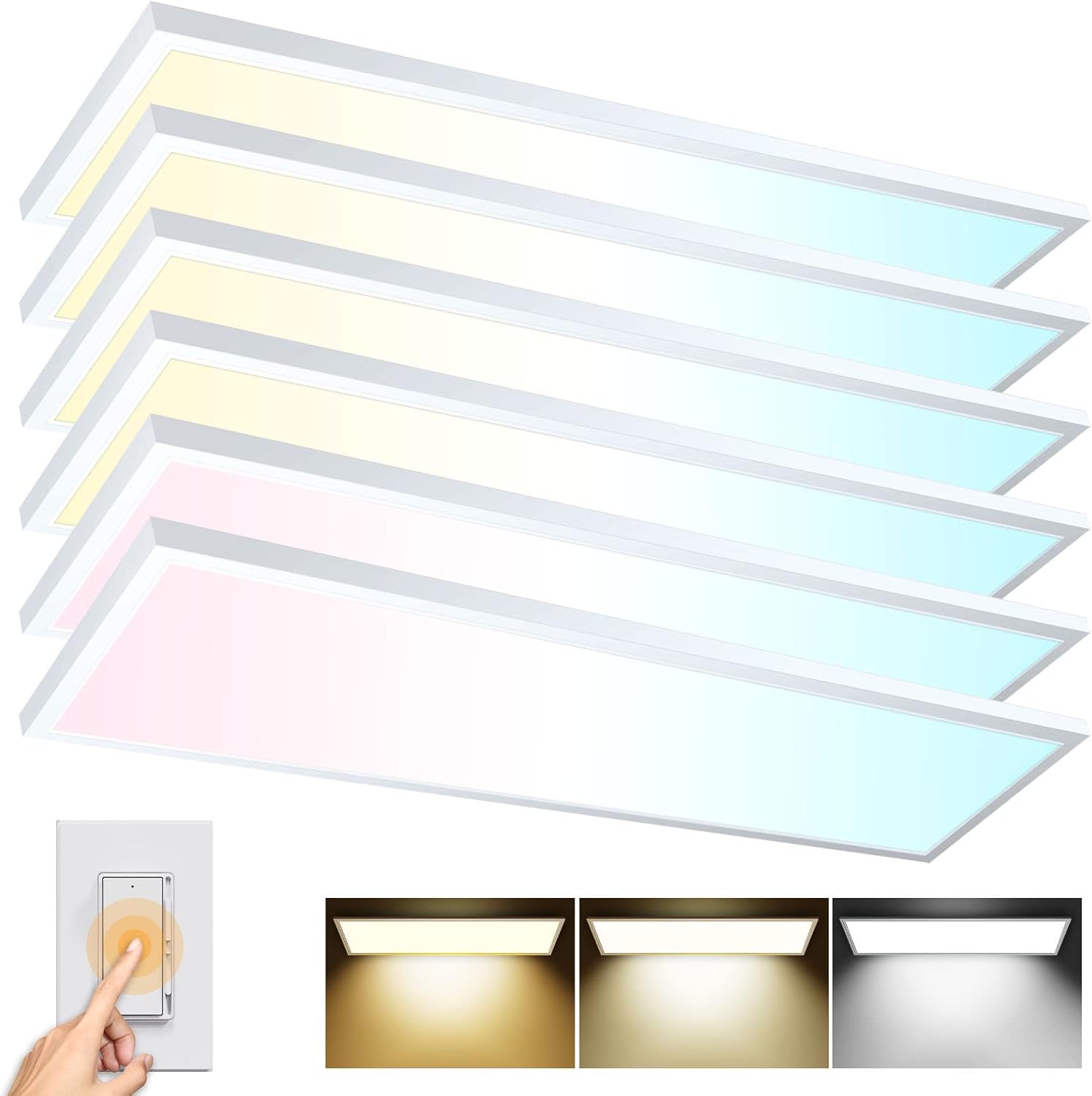 AIKVSXER 1x4 LED Flat Panel Light Surface Mount LED Ceiling Light ...