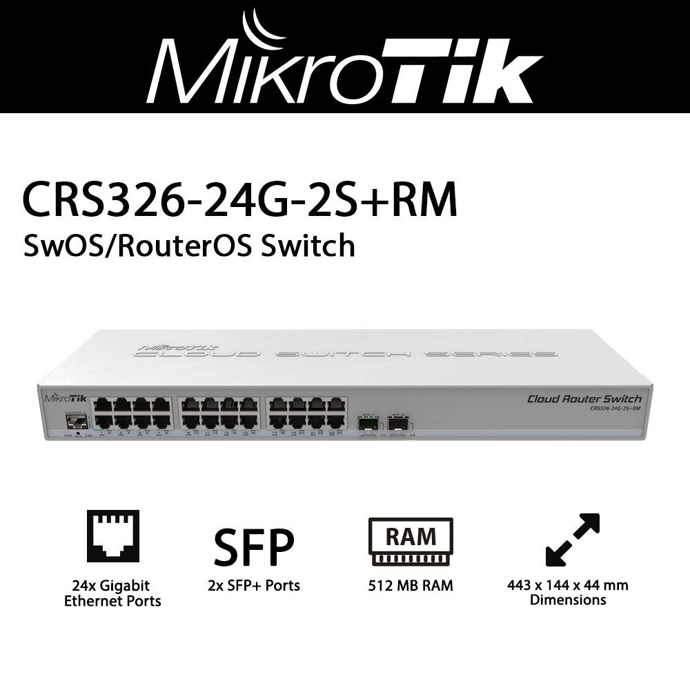 Amazon.com: Mikrotik CRS326-24G-2S+RM Network Switch L2 Gigabit ...