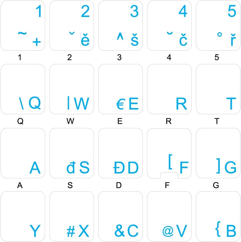 Amazon.com: RUSSIAN CYRILLIC KEYBOARD LABELS with BLUE LETTERING ON ...