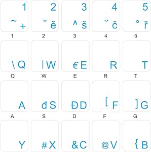Amazon.com: Czech ON Transparent Background Keyboard Stickers with Blue ...