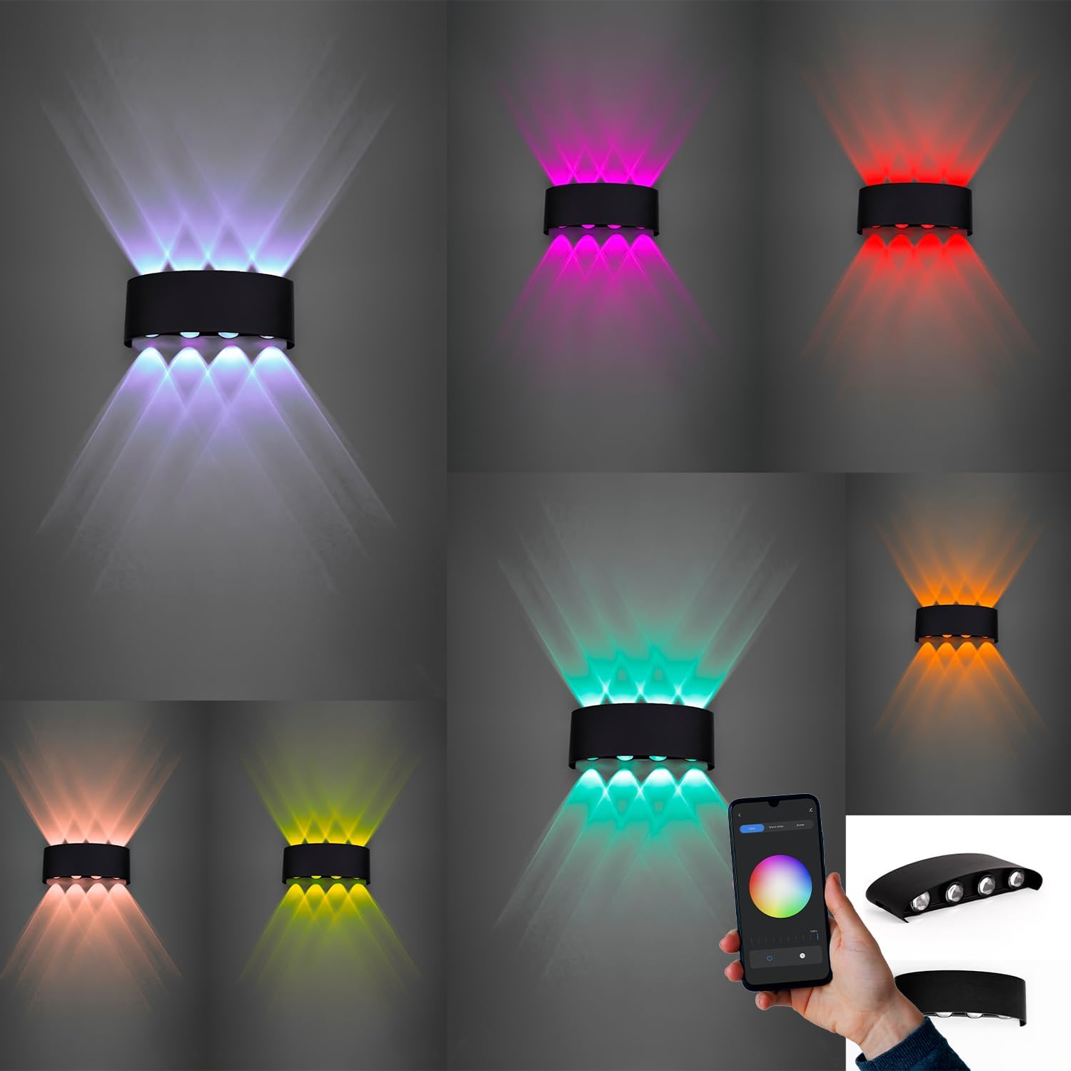 Shauna Smart Wall Sconce Hardwired Indoor Outdoor Wall Light, Up and ...