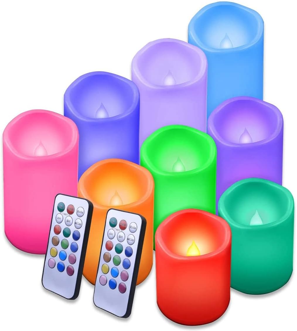 Amazon.com: LED Multi Colored Flameless Candles Battery Operated, 3 ...