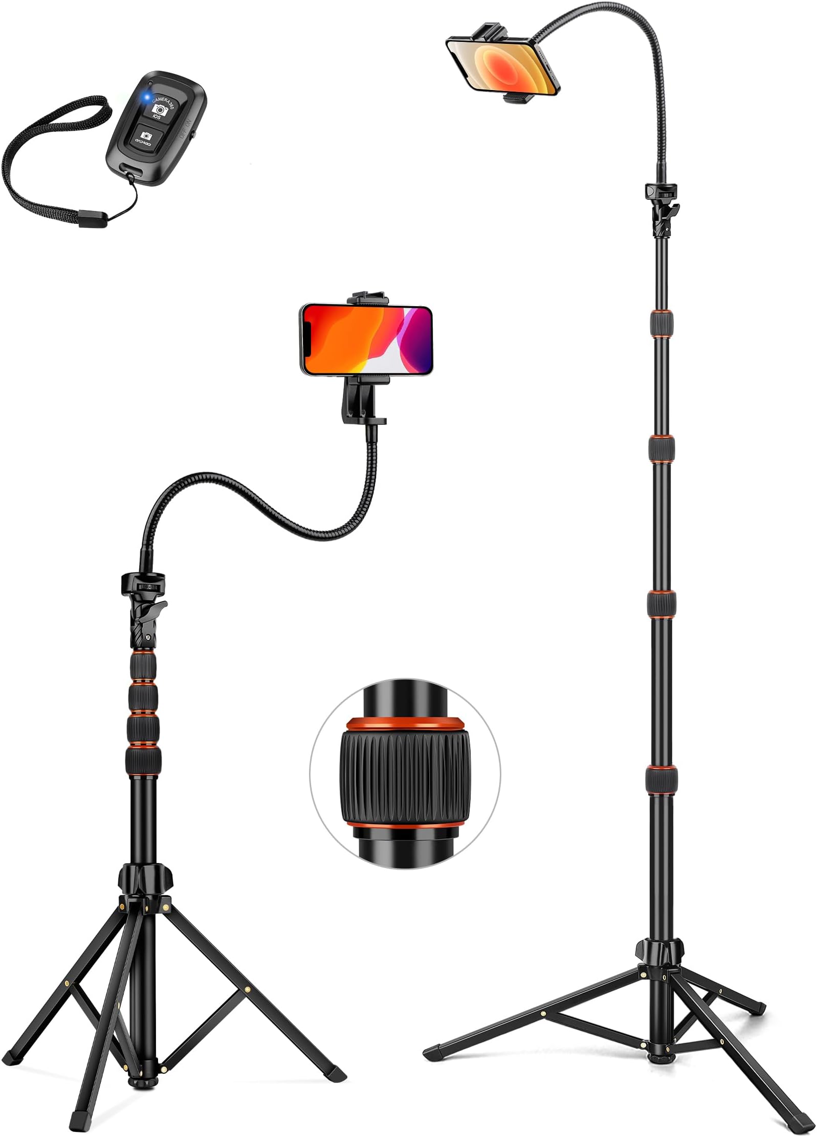 Amazon.com: Phone Tripod, Selfie Stick Tripod Stand, 86" Tall Cell ...