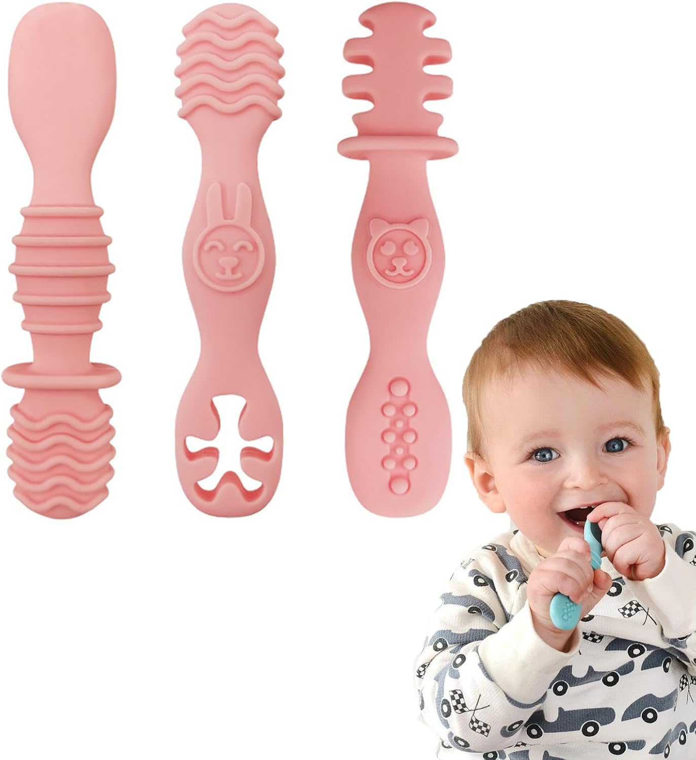 Cucharas para Bebe de Silicon,Juego de Cucharas para Bebé de 3 Piezas ...