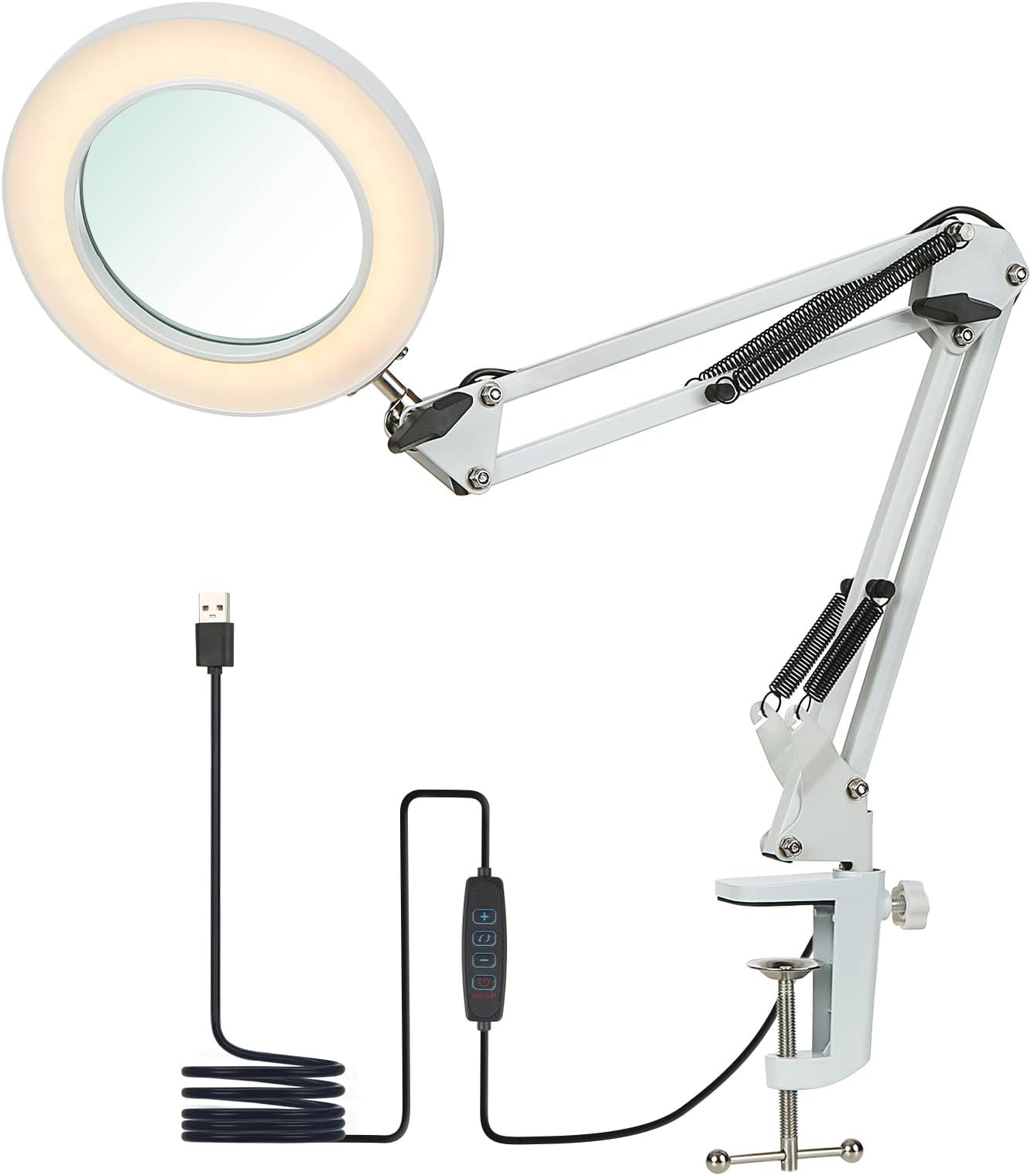 QWORK® Lampe loupe avec Pince et Base, Lampes loupe 10X, 3 Modes de ...