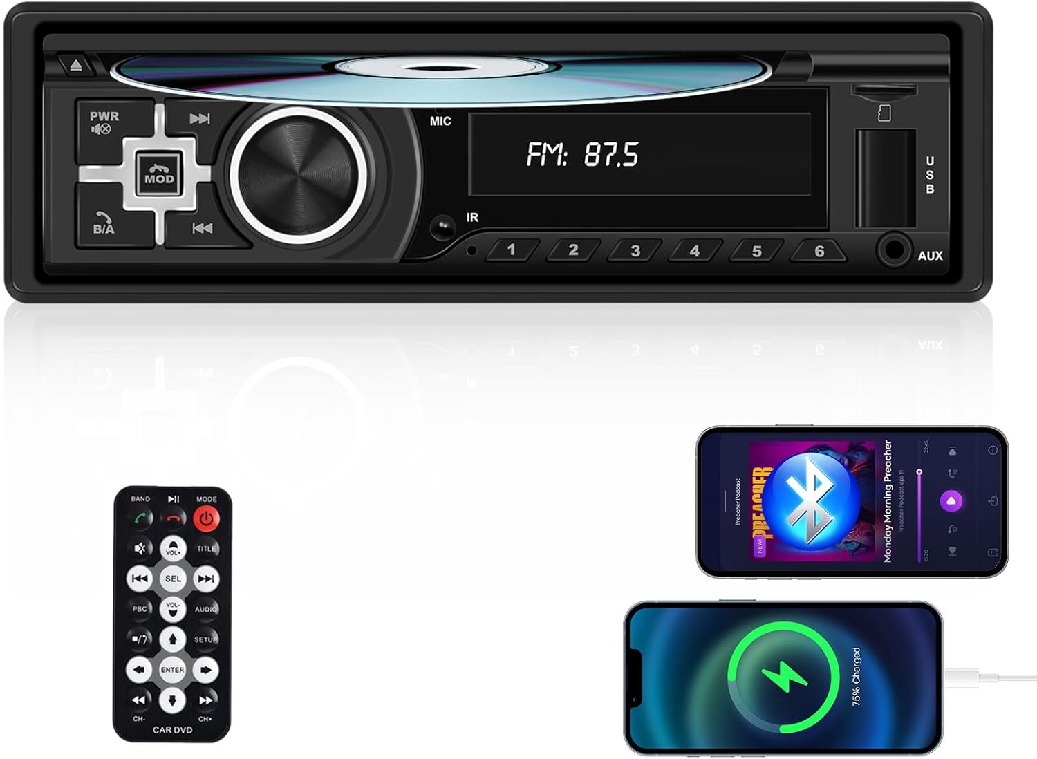 Amazon.com: Single Din Car Radio CD Player, Car DVD Player with ...