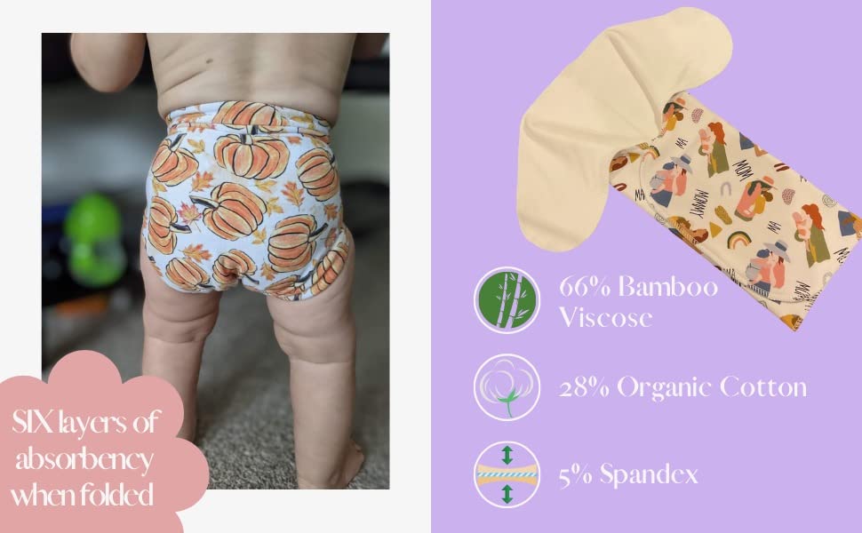 Fluff & Stuff Bamboo Preflat Cloth Diaper Handmade (Wonderland) – Yaxa ...