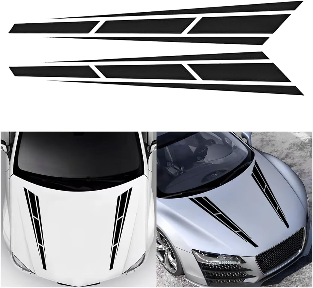 JNNJ 2 Pack Car Hood Decal, Vinyl Long Stripes Auto Decoration, Auto ...