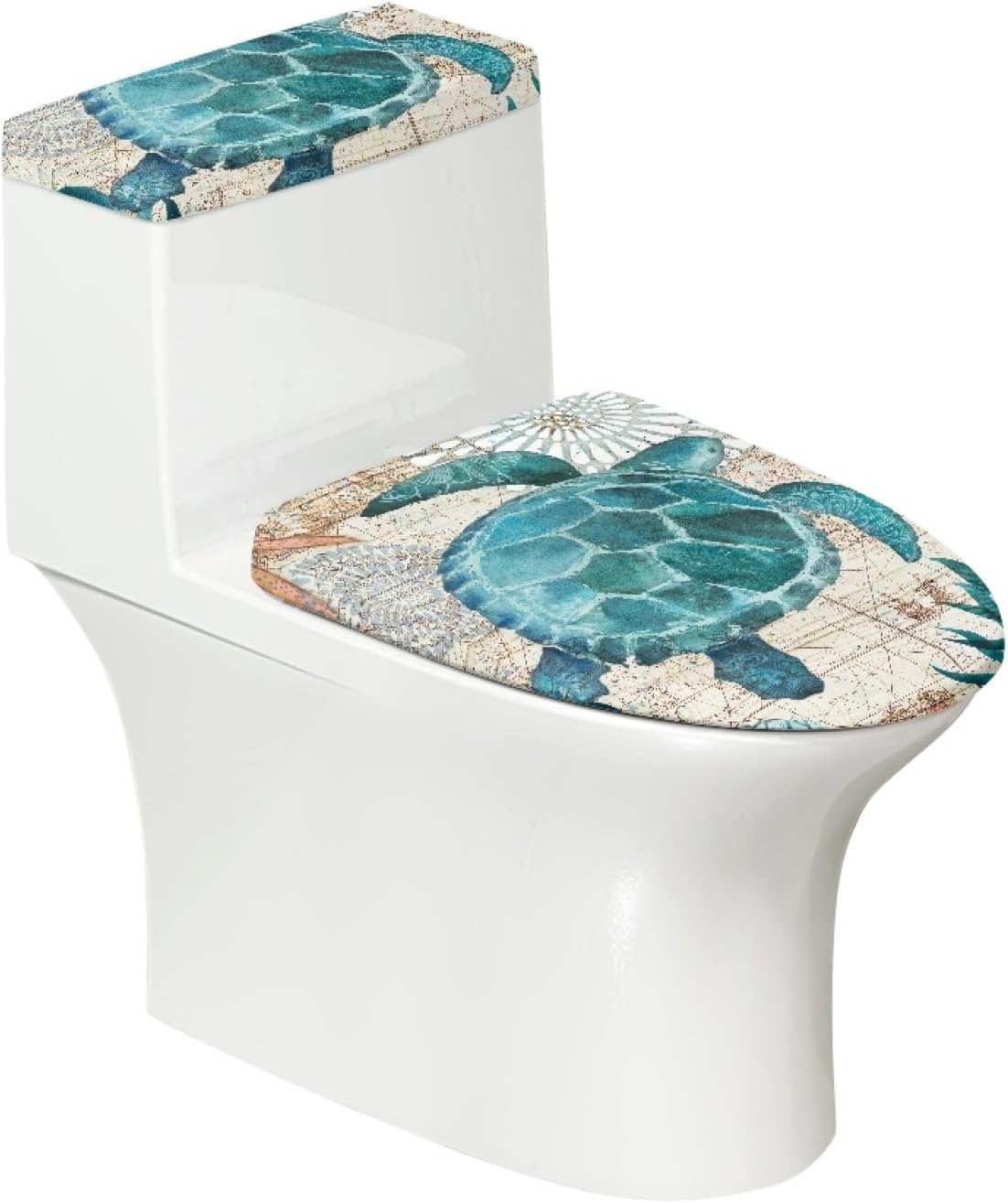 GLENLCWE Vintage Sea Turtle Toilet Lid Cover and Toilet Tank Lid Cover ...
