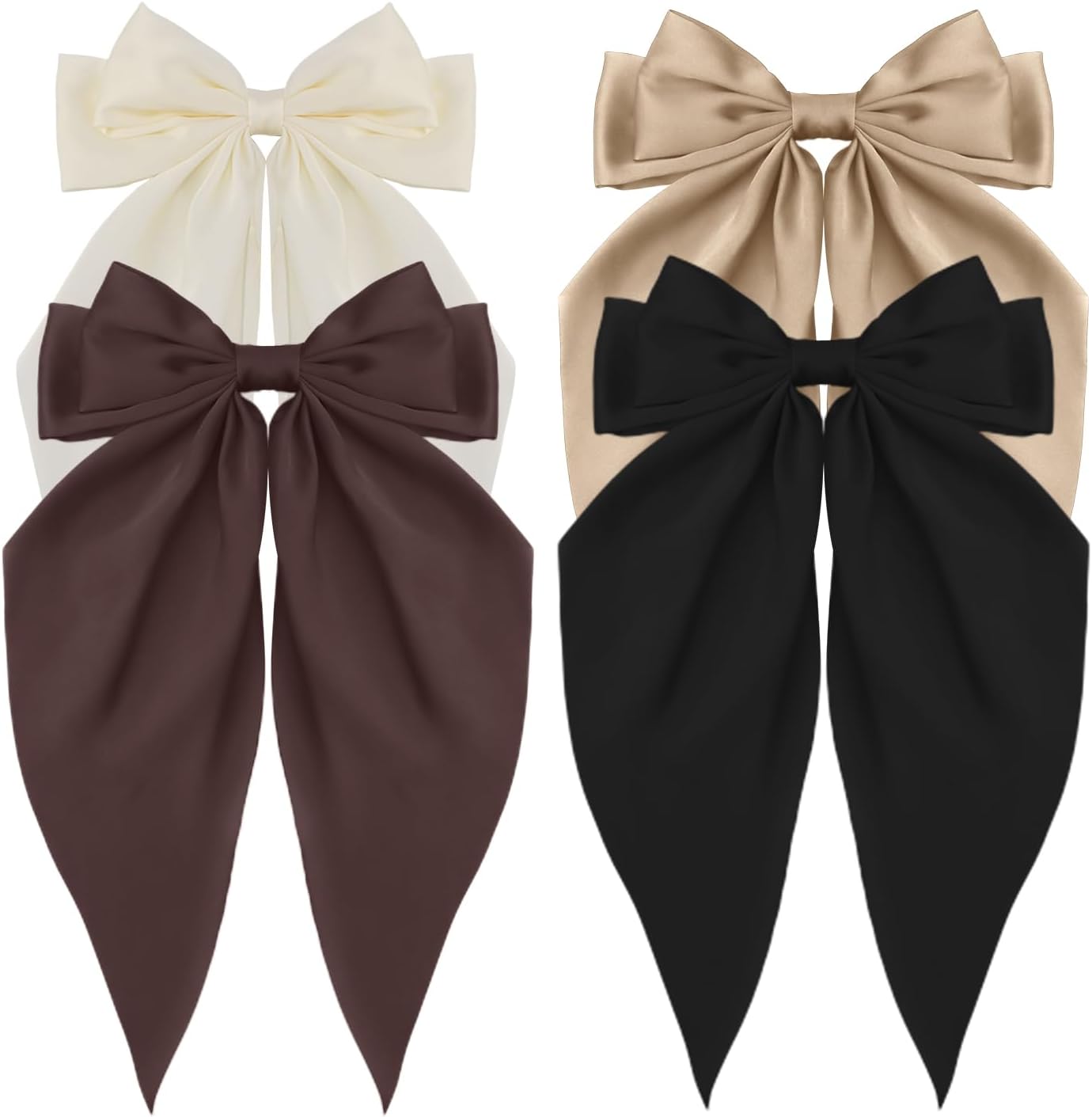 Amazon.com : ATODEN Hair Bow Silky Satin Hair Bows for Women 4Pcs Large ...
