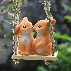 Amazon.com: JARPSIRY Swing Animals Garden Statue Outdoor Decor, Resin ...