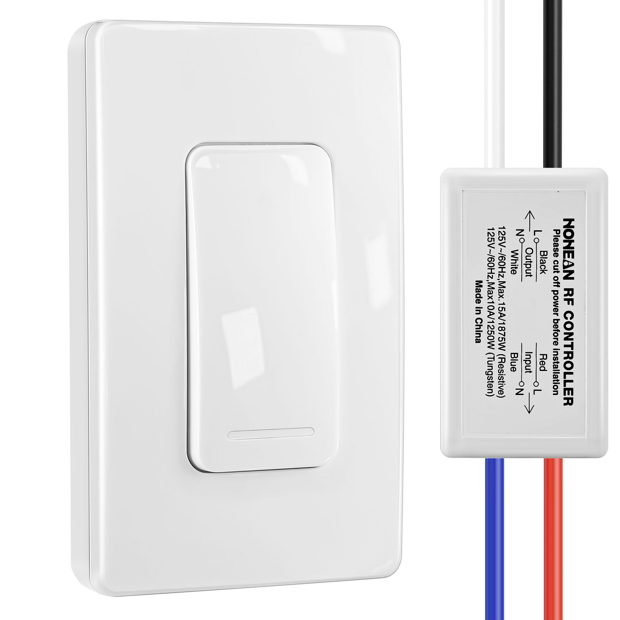 Hohean Wireless Light Switch and Receiver Kit, No in Wall Wiring ...