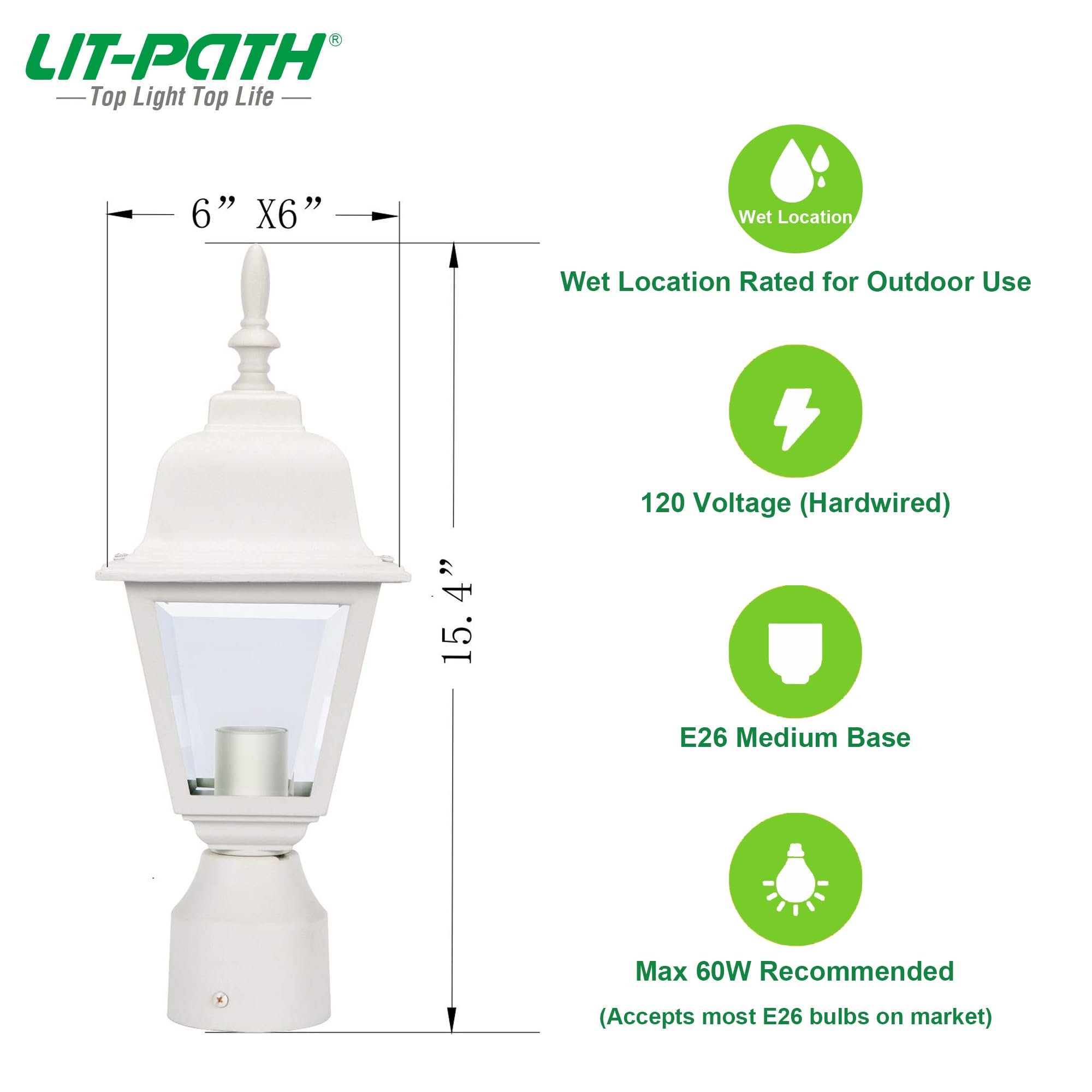 Snapklik.com : Outdoor Post Lighting Fixture Pole Lantern, E26 Medium ...