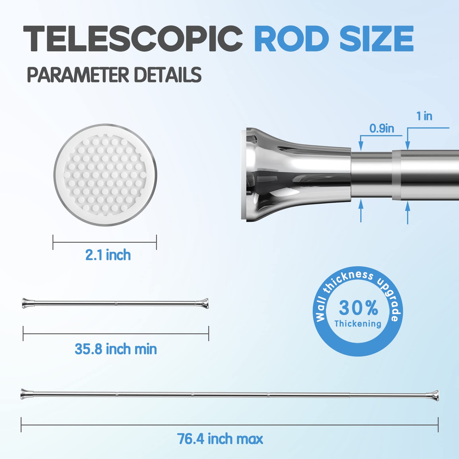 Snapklik.com : Shower Curtain Rod Tension, 36-72 Inches Adjustable ...